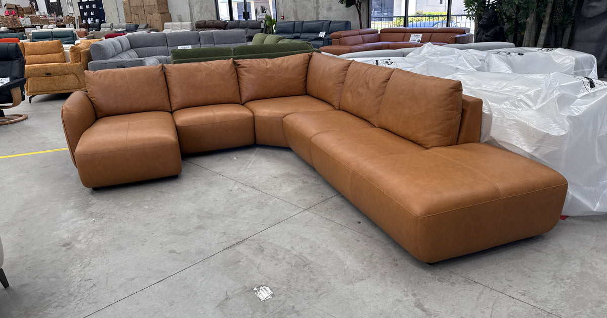 COR-A6327 Modular Corner Suite with Double Chaise - Tan - Floor Stock ...