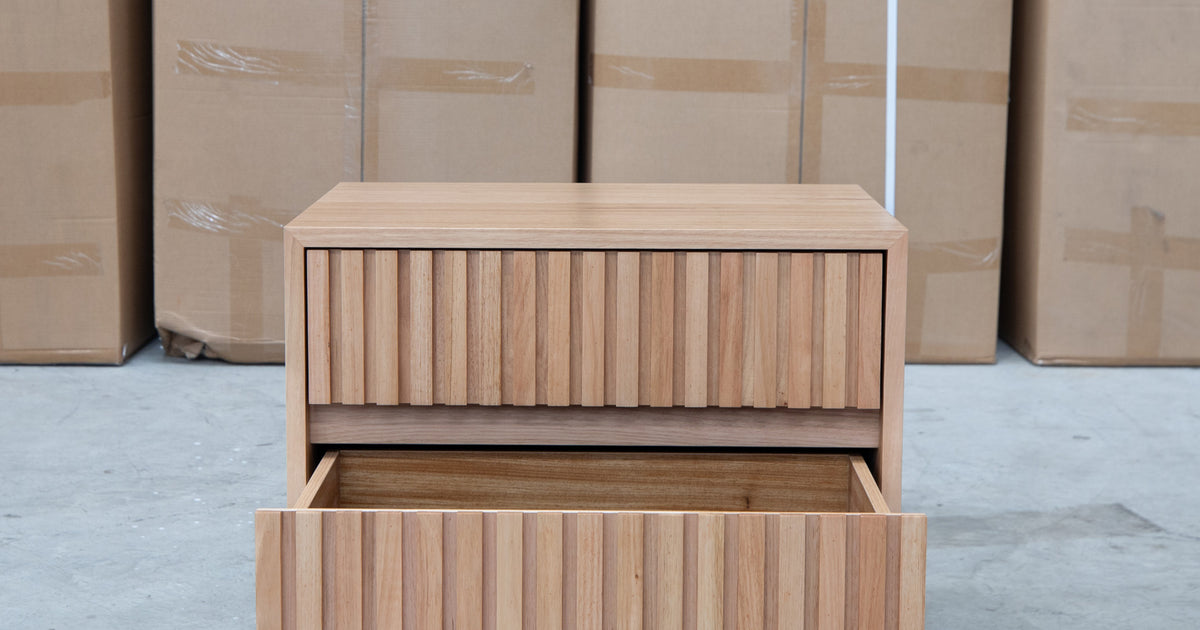 Urban Two Drawer Australian Messmate Hardwood Bedside– Warehouse ...