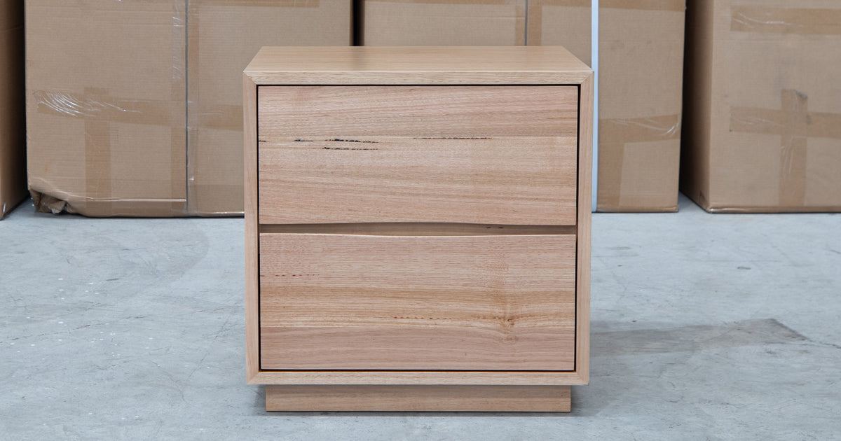 Lana Two Drawer Australian Messmate Hardwood Bedside– Warehouse ...