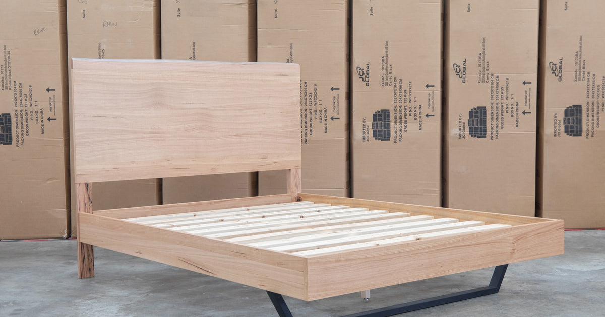 Monaco Live Edge Messmate Timber King Floating Bedframe– Warehouse ...