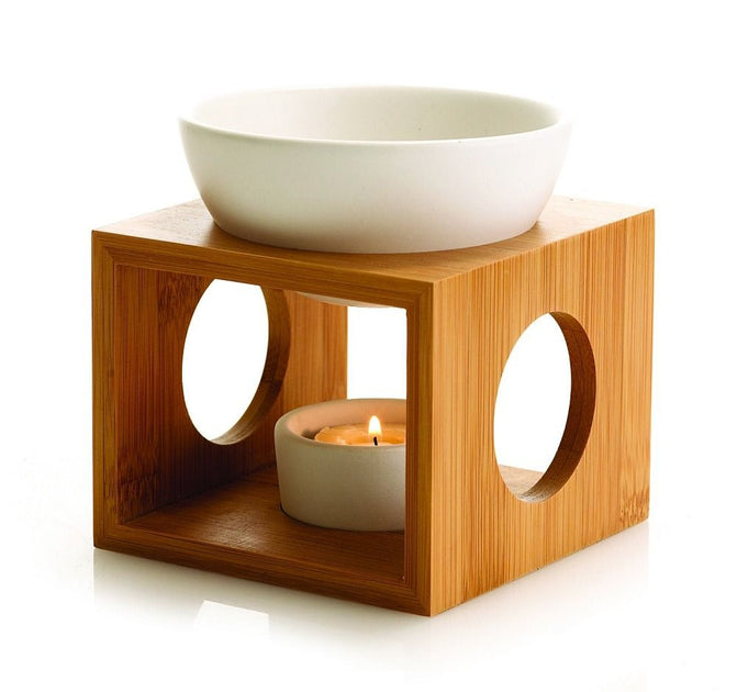 Oil Burner Set W/ Bamboo Holder - Brown/White - GD14 - Available In ...