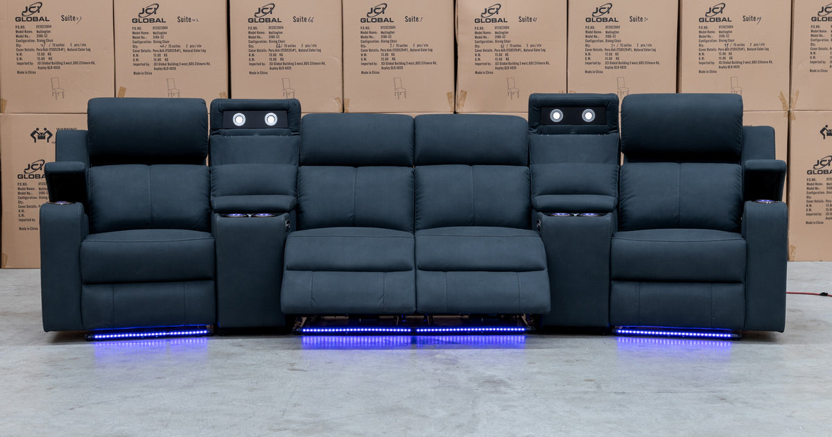 Remi 4 Recliner Dual-Motor Electric Theatre Lounge - Jet